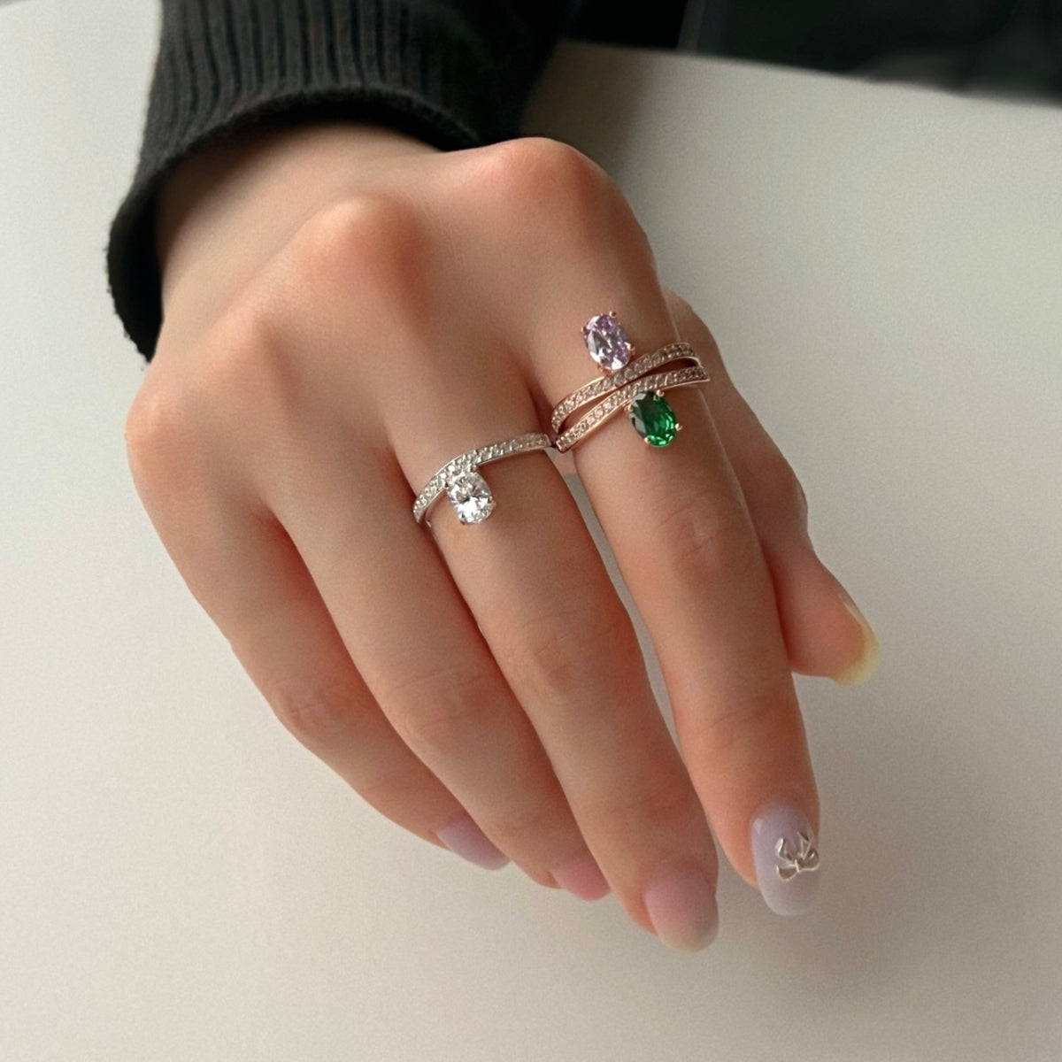 PERSONA 1 STONE CURVED PAVE RING – avec new york